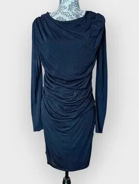 Helmut Lang | Dresses | Helmet Lang Black Long Sleeve Draped Kinetic ...